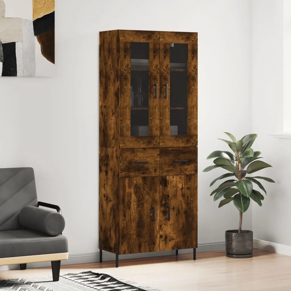 Skříň highboard kouřový dub 69,5 x 34 x 180 cm kompozitní dřevo 3198542