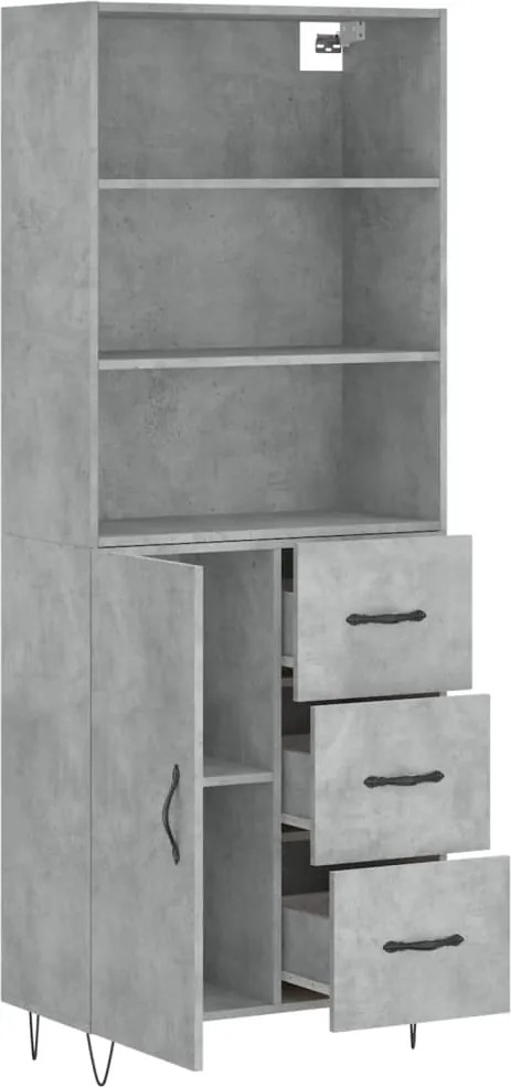 Skříň highboard betonově šedá 69,5x34x180 cm kompozitní dřevo 3189441