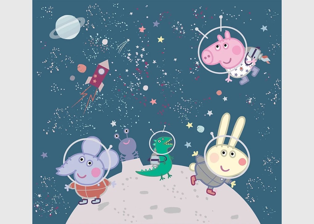 Dětská vliesová fototapeta na zed' Prasátko Peppa Vesmírné Dobrodružství | 300 x 270 cm | DDTD4P7801