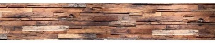DIMEX | Fototapeta do kuchyně Dřevěná zeď KI-350-063 | 350 x 60 cm | béžová, hnědá