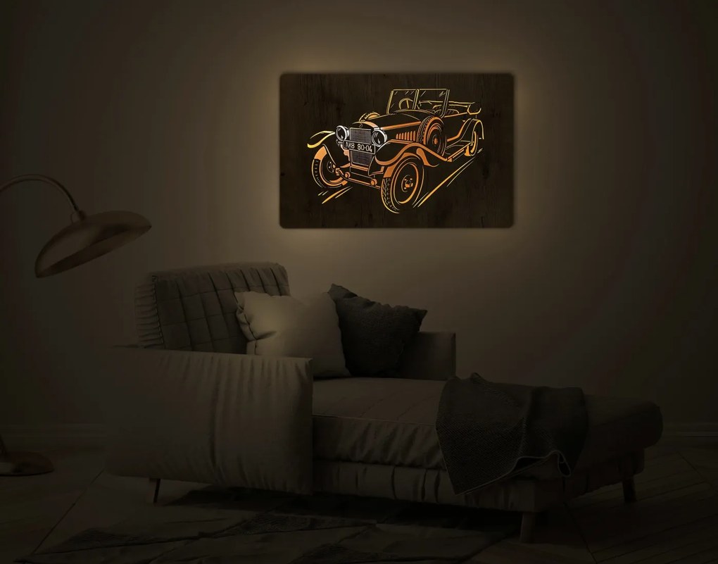Li-Go "Veterán" světelný obraz 230V 90x62 cm provedení povrchu: jedle