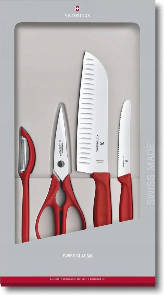 Victorinox kuchyňský set, 4 prvky, červená barva 6.7131.4G