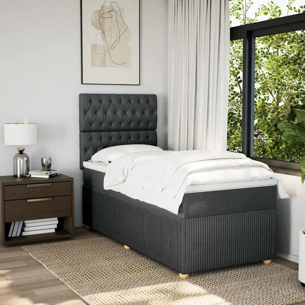 Box spring postel s matrací tmavě šedá 80 x 200 cm textil 3294191