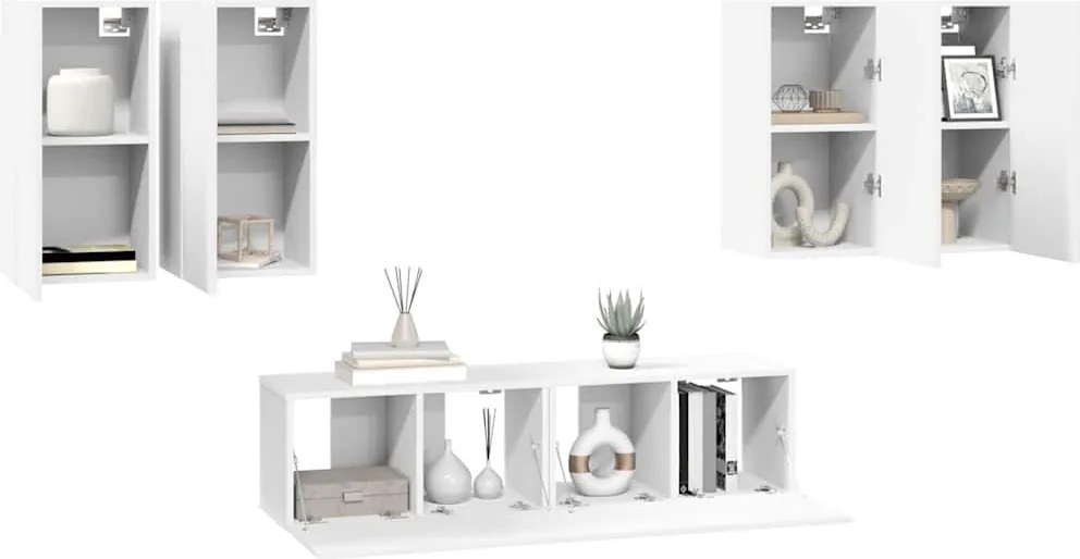 6dílný set TV skříněk bílý kompozitní dřevo 3078679