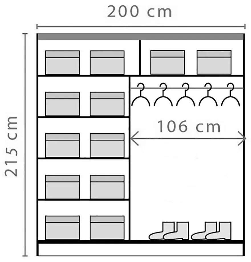 EFFECT a | šatní skříň EF1 se zrcadlem | 200 cm | andersen/lancelot