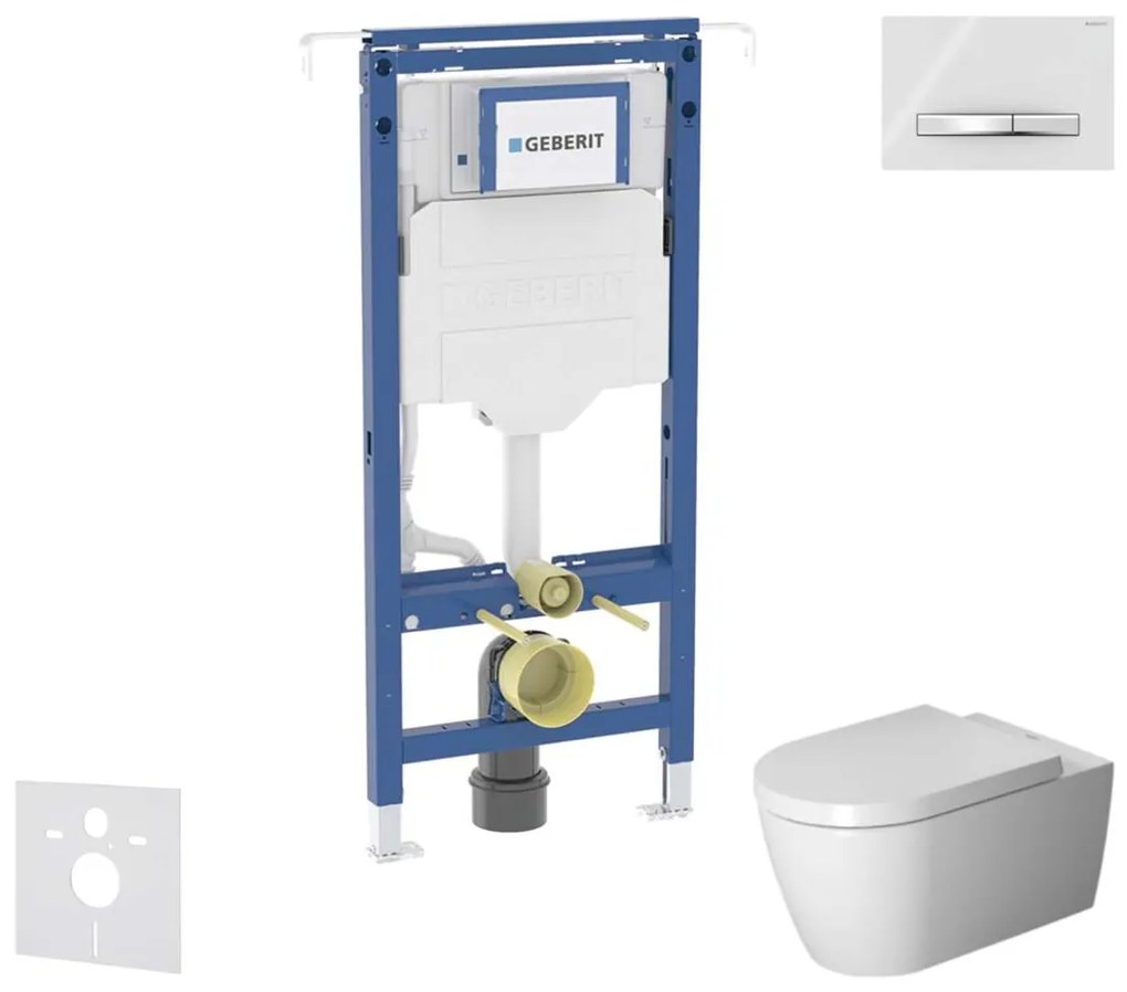 Geberit Duofix - Set předstěnové instalace, klozetu a sedátka Duravit ME by Starck, tlačítka Sigma50, Rimless, SoftClose, alpská bílá SANI11CP3114