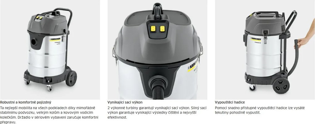 Kärcher profi Kärcher NT 90/2 Me Classic Edition Profi mokro-suchý vysavač s pojezdovými koly, 90 l, 2300 W, (1.667-700.0) – Servis ČR
