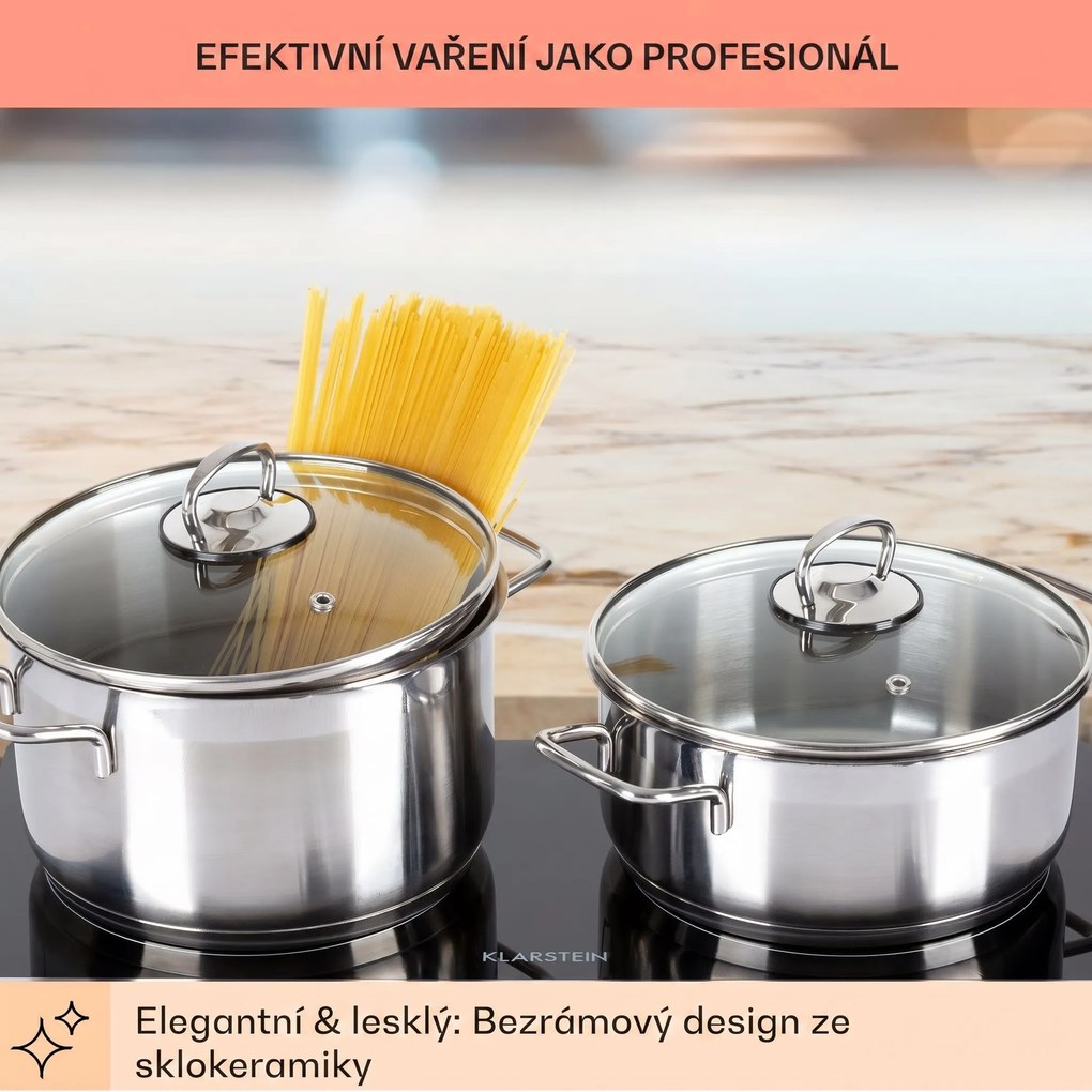 Klarstein Cookbuddy, sklokeramická varná deska, 2400 W, 2 zóny, 5 úrovní výkonu