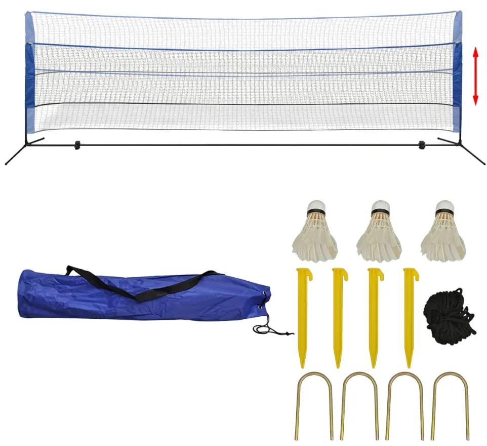 91308 vidaXL Sada badmintonové sítě a košíčků, 500x155 cm