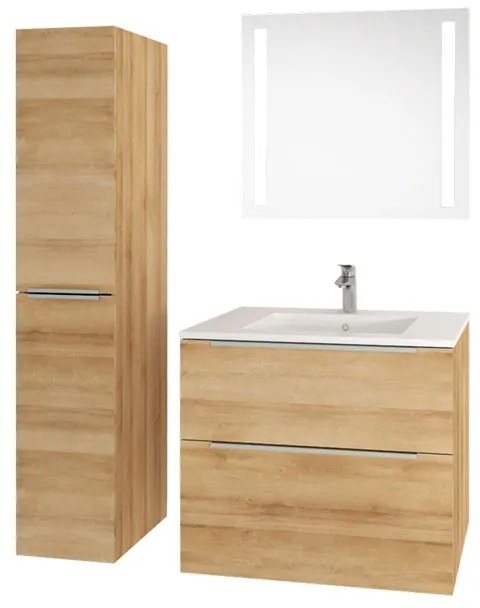 Mereo Mereo, Mailo, koupelnová skříňka s keramickým umyvadlem 61 cm, bílá, dub, antracit, CN520