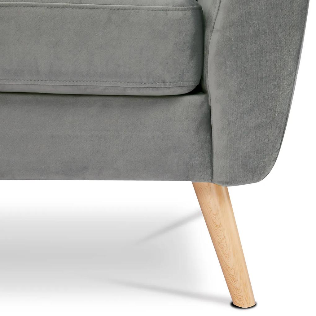Dvoumístná sedačka, potah šedostříbrná matná sametová látka, plastové nohy, dekor buk - ASB-014 SIL