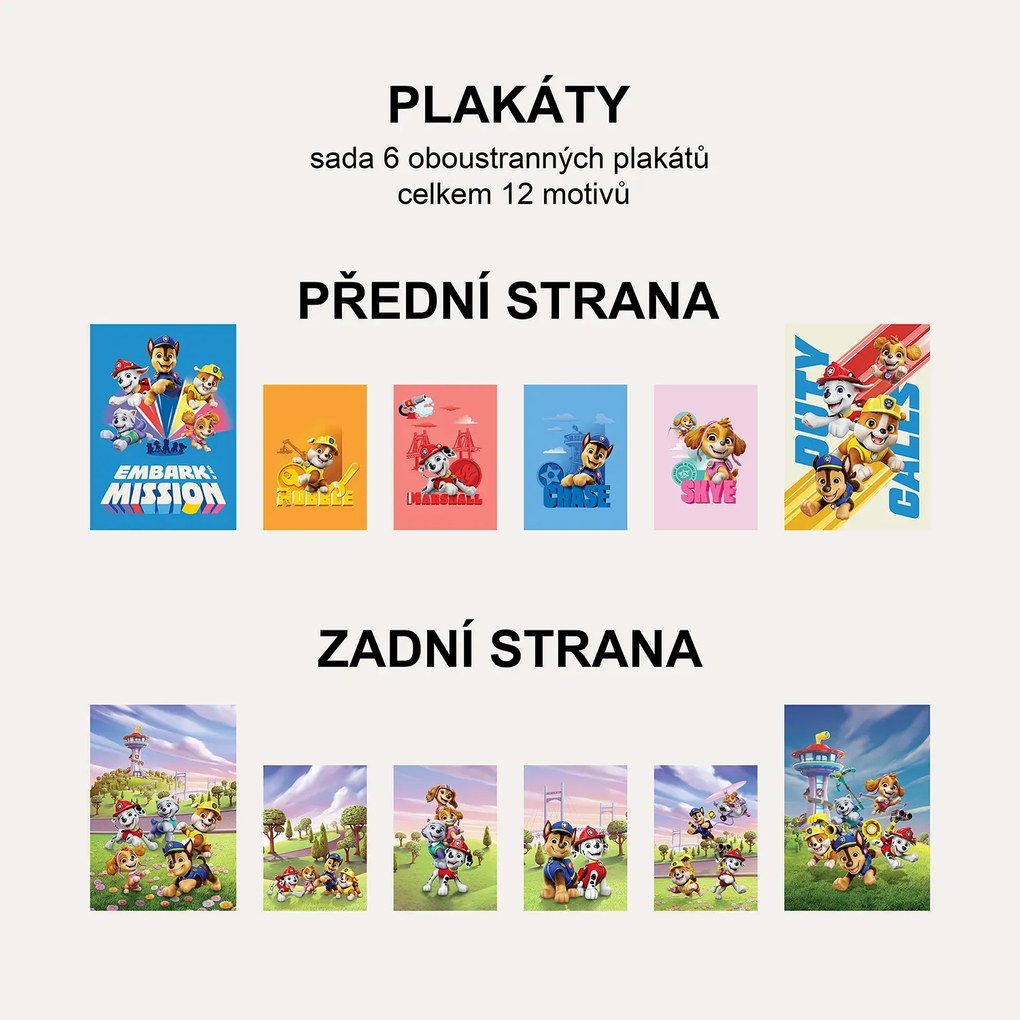 Sada oboustranných plakátů Tlapková Patrola | 2 x A3, 4 x A4 | DP6351399
