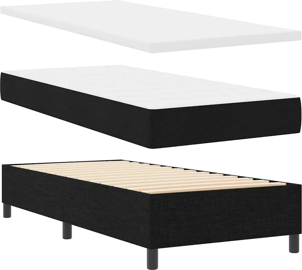 Postel s boxspringem s čelo Černá 80 x 200 cm textil 3339345