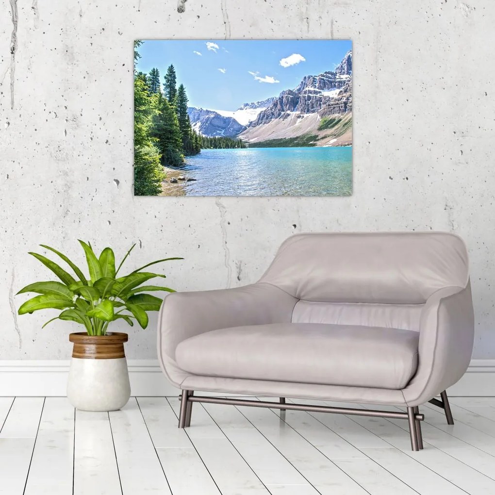Skleněný obraz Alpského jezera (70x50 cm)