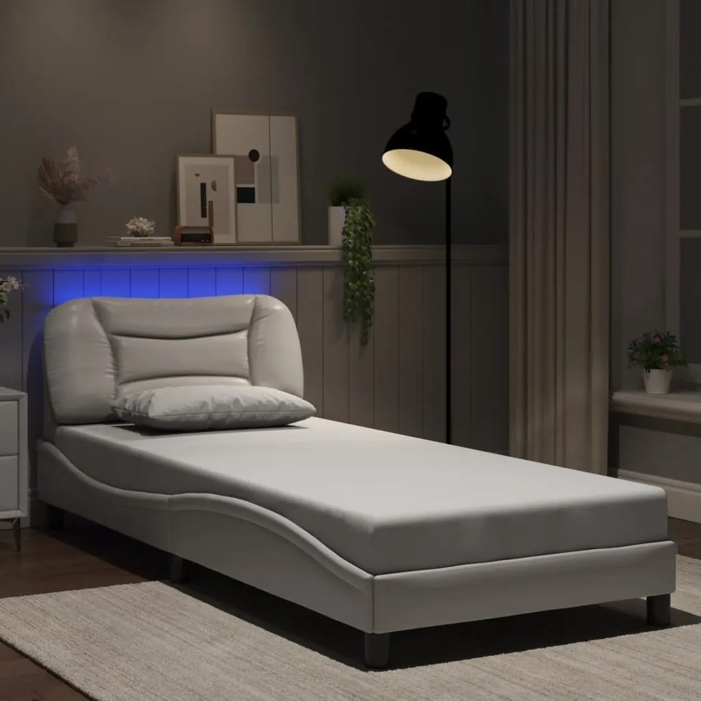 Rám postele s LED bez matrace Hvar bílý 90 x 200 cm 3213907