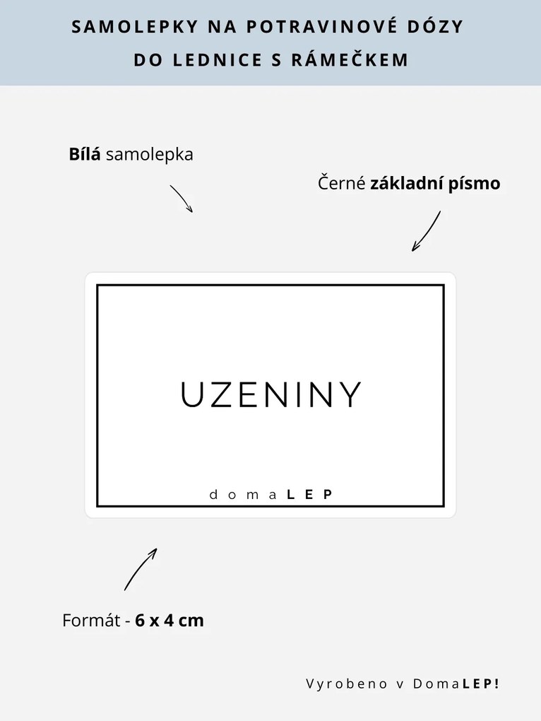 UZENINY - Samolepka s rámečkem na dózy do lednice, 6 x 4 cm