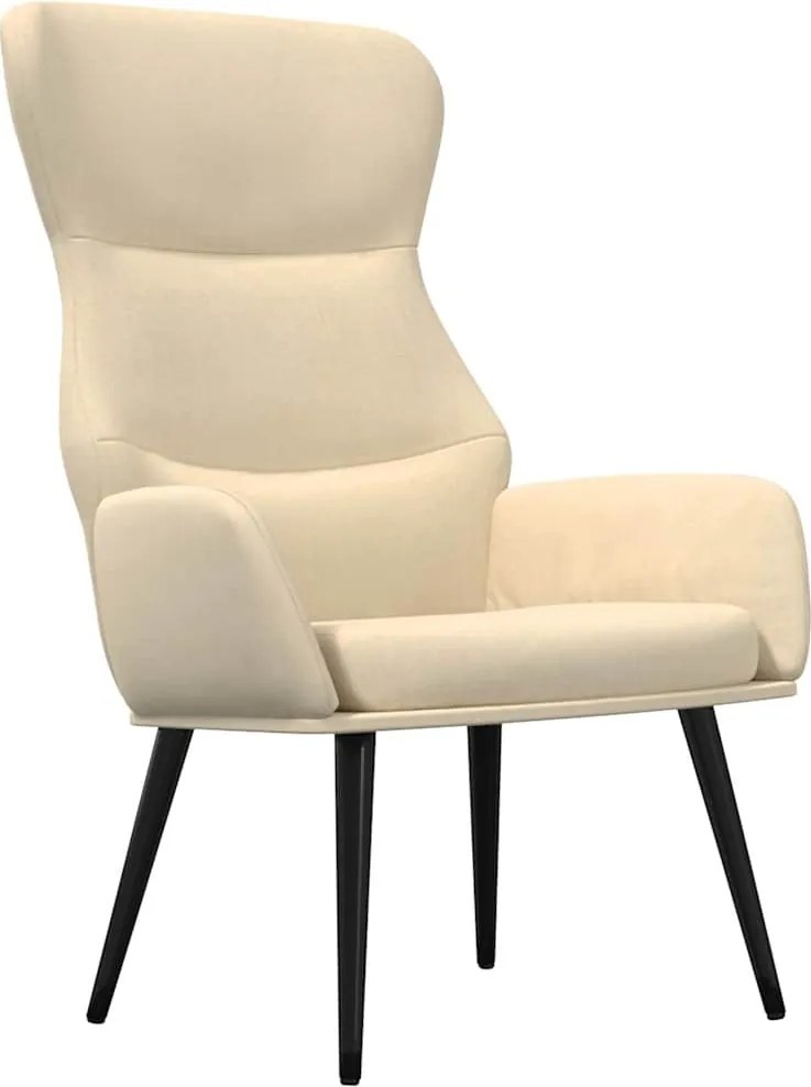 Relaxační křeslo se stoličkou krémové textil 3097431
