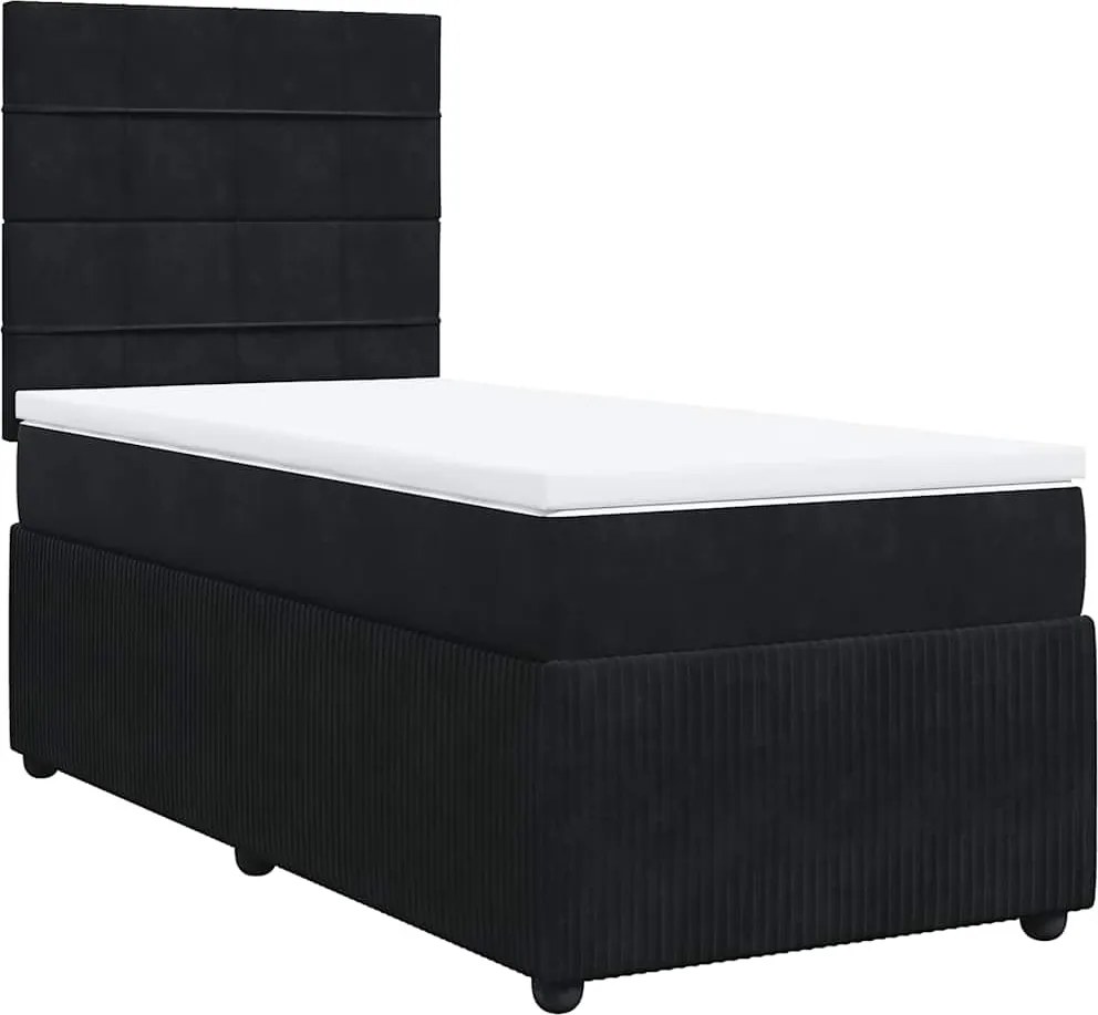 Box spring postel s matrací černá 100x200 cm samet 3292264