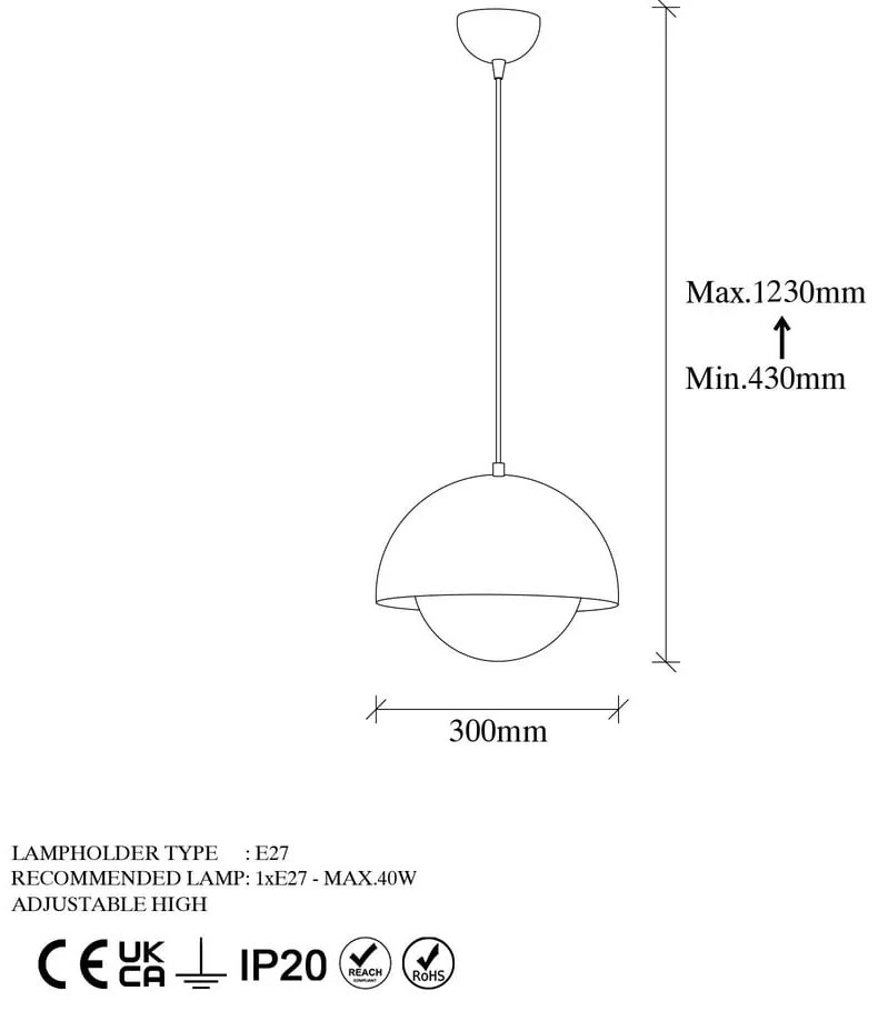 Závěsné svítidlo ve zlaté barvě se skleněným stínidlem ø 20 cm Camgoz – Opviq lights