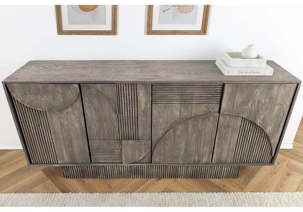 Massive home | Komoda Art Deco 170cm masiv šedé mango