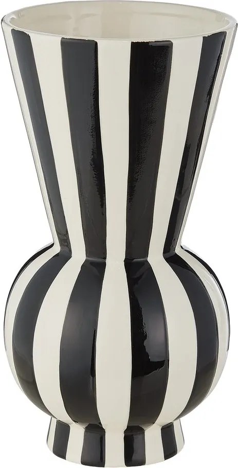 LYDIA Váza pruhy 30 cm - černá/bílá