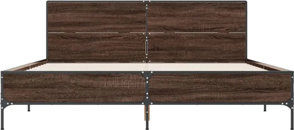 Rám postele hnědý dub 120 x 200 cm kompozitní dřevo a kov 3279996