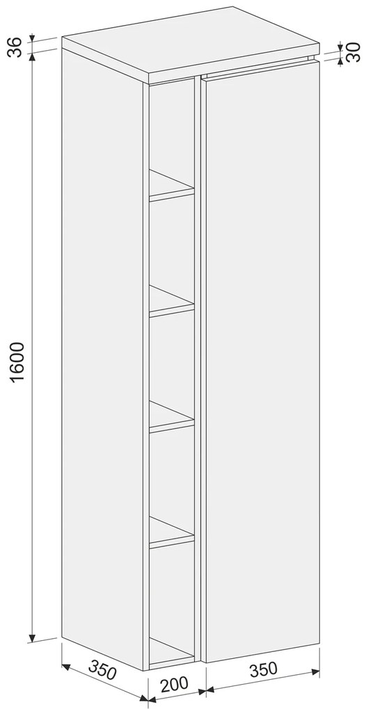Intedoor OPERA, koupelnová skříňka vysoká - nika vlevo, dveře pravé - OP SV 55 1D P 1OPL OP SV 55 1D P 1OPL