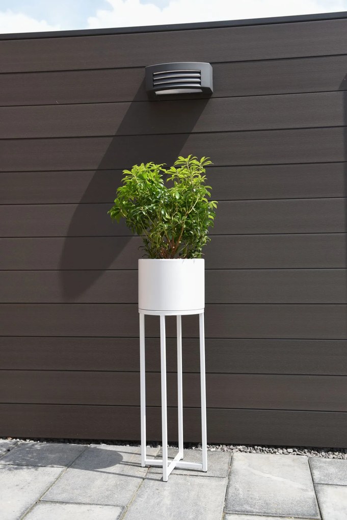 Květináč na vysokých nohách ELEVATE CROSS, ocel, výška 79 cm, bílý mat