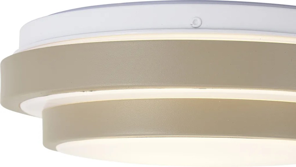 Moderní stropní svítidlo taupe s bílou barvou 25 cm IP44 - Walden