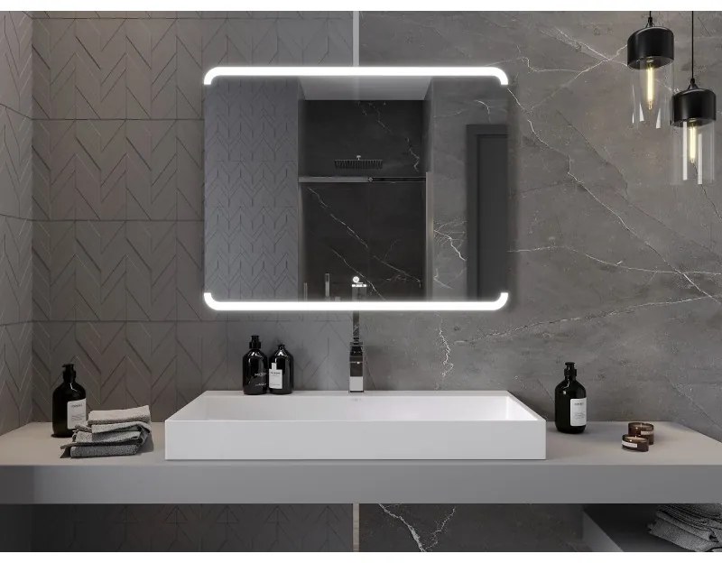 Mexen Nida podsvícené koupelnové zrcadlo 100 x 80 cm, LED 6000K, ventilátor - 9806-100-080-611-00