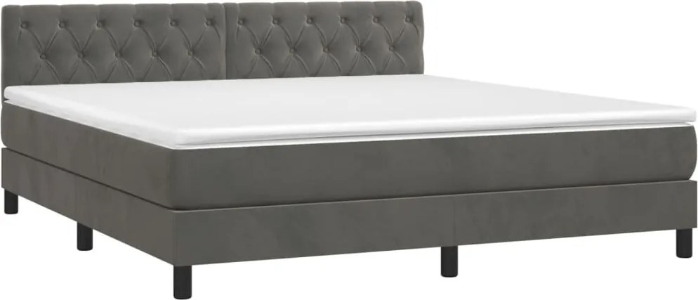Box spring postel s matrací tmavě šedá 160x200 cm samet 3141492