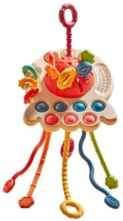 Montessori silikonové vzdělávací hračky 3v1 Varianta: tvar chobotnice, červená