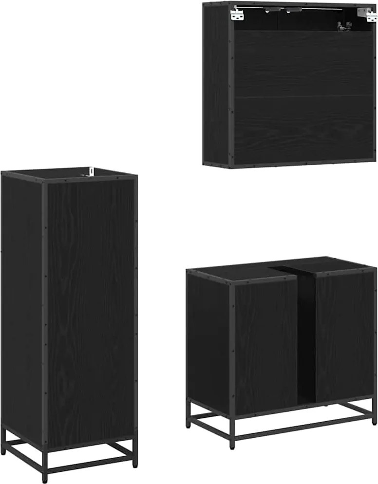 Sada koupelnového nábytku 3 ks Černý dub 65 x 33 x 60 cm 3402452