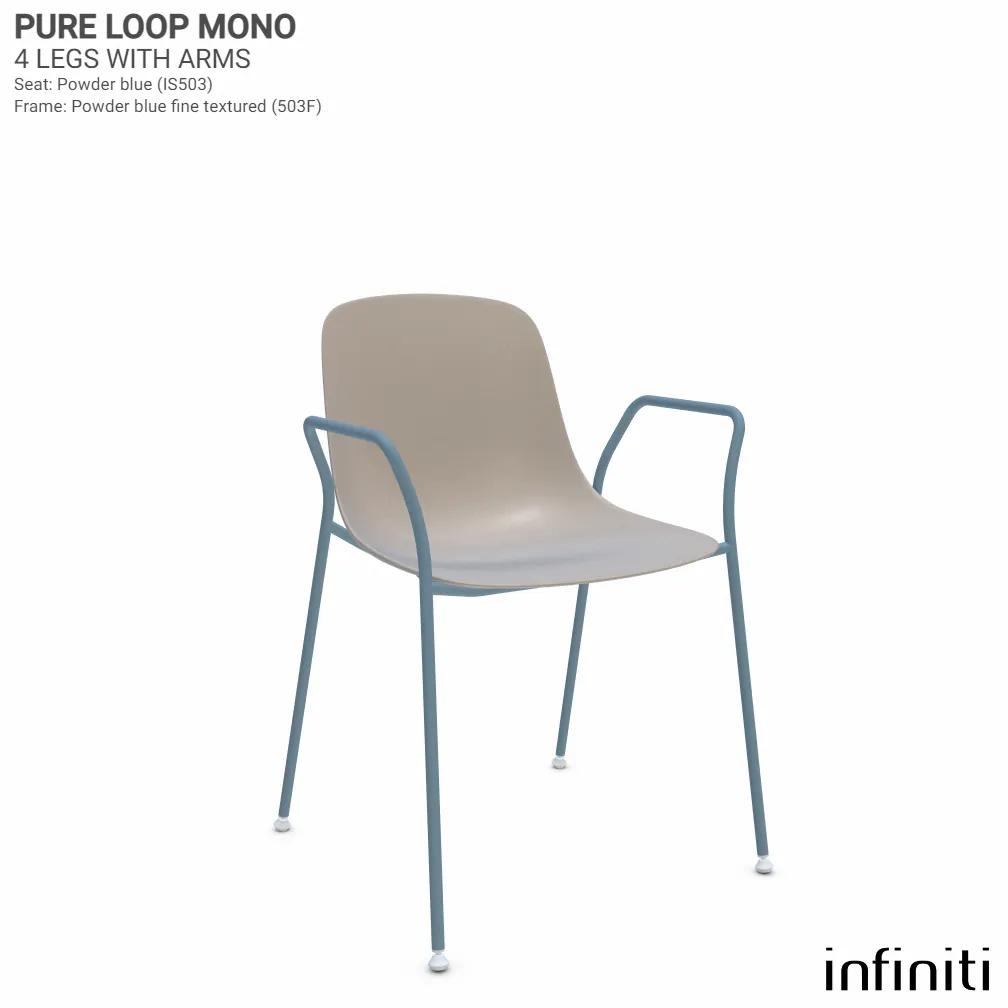 Židle Pure Loop Mono s opěradly Barva kovové konstrukce: Powder blue 503F, Barva sedáku a opěradla z recyklovaného plastu: Sand IS514