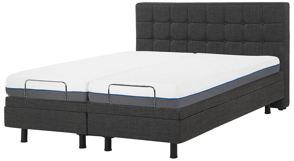 Čalouněná nastavitelná postel 160 x 200 cm šedá DUKE Beliani