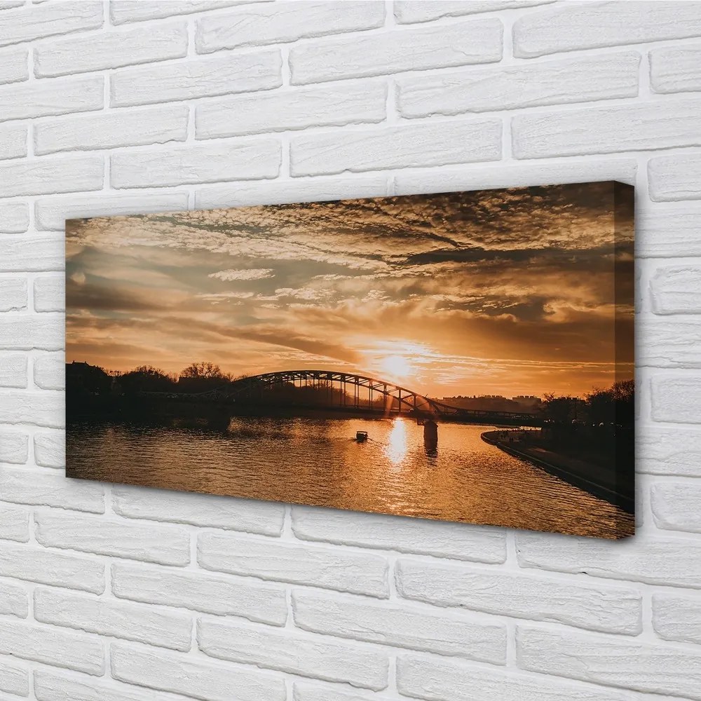 Obrazy na plátně Krakow river bridge sunset 100x50 cm