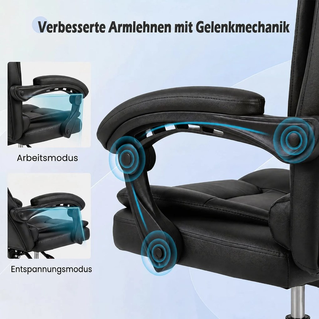 Costway Ergonomická manažerská židle s kolečky, nastavitelnou výškou – černý