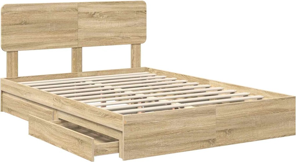 Postel s úložným prostorem se zásuvkou Sonoma dub 160 x 200 cm 3412257
