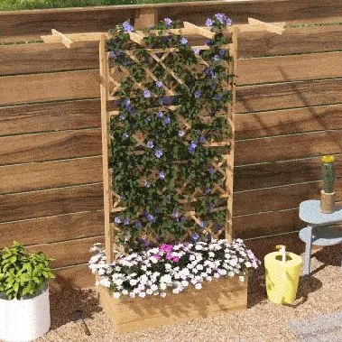 Outsunny Květináč s treláží pro popínavé rostliny, zeleninu a květiny - předolejované smrkové dřevo, rozměry 160L x 55Š x 183V cm, efekt přírodního d…
