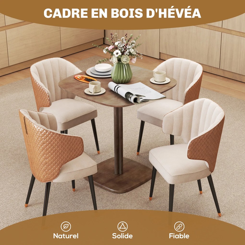HOMCOM Jídelní stůl pro 4 osoby moderní design kuchyňský stůl s dřevěným povrchem, 70 x 70 cm, hnědý