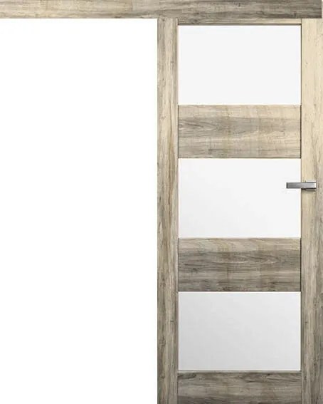 posuvné interiérové dveře na stěnu vasco doors TEO model 5 Průchozí rozměr: 70 x 197 cm, Orientace dveří: Levé dveře, Dekor: Dub Santa