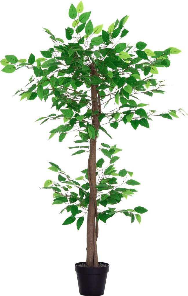 Umělý čajovník Outsunny, 120 cm, umělé stromky v dekorativním květináči pro interiér domova, obývací pokoj, kancelář Ø16x120 cm, zelený | Aosom