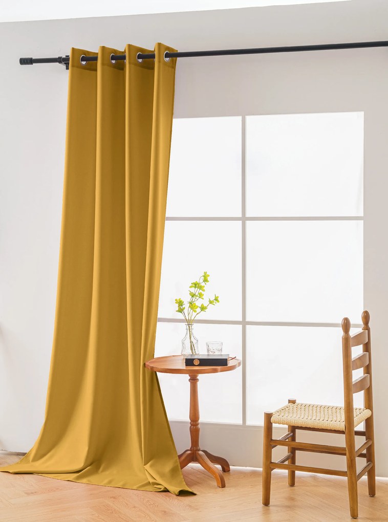 Hořčicový závěs OXFORD 140x250 cm Zavěšení: Řasící páska