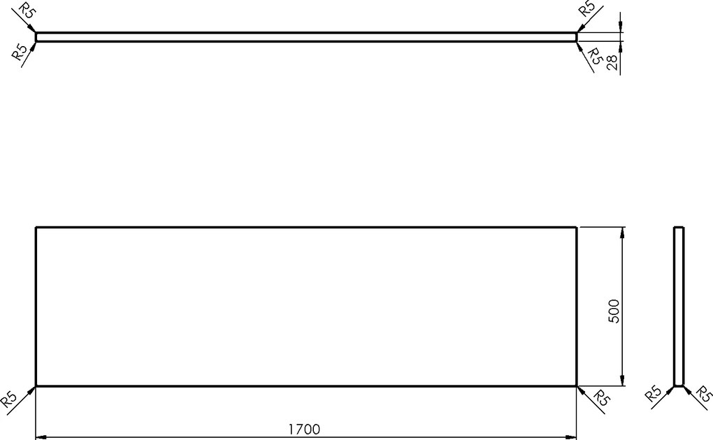 Sapho Woody deska 1700 x 28 x 500 mm masiv dřevo hnědá WD170-70 Koupelny Bernold