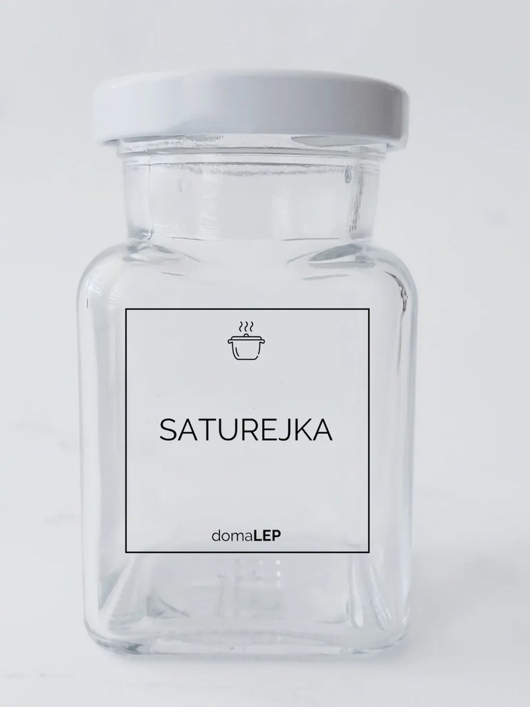 Samolepka na kořenky SATUREJKA průhledná  5 × 5 cm základní písmo