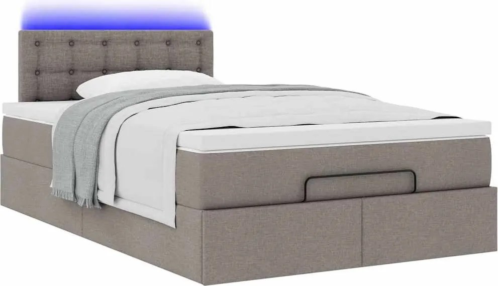 Osmanská postel s matrací & LED taupe 120x190cm látka 3312461