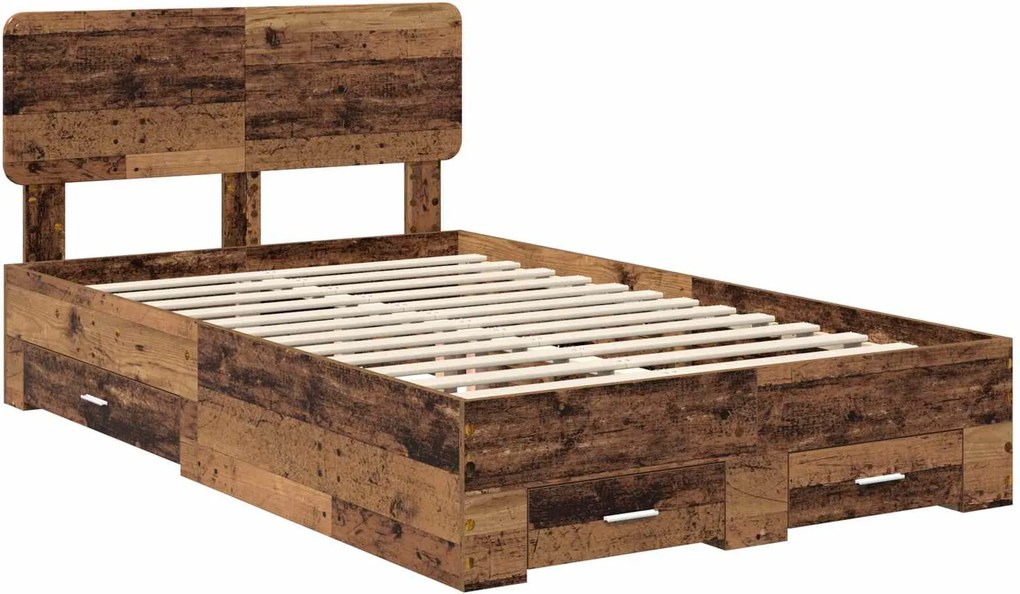 Rám postele s čelo Staré dřevo 120 x 190 cm Kompozitní dřevo 3412407