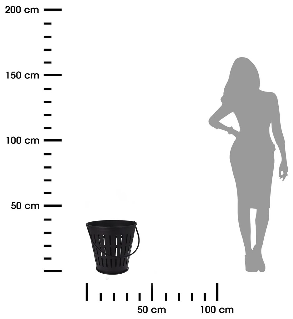 Kovový koš na dřevo Simply, 39x38 cm, černá