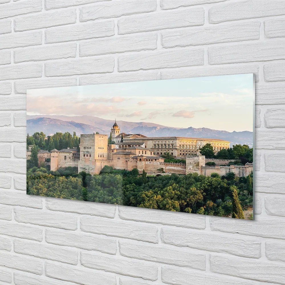 akrylový obraz Španělsko Castle horský les 140x70 cm