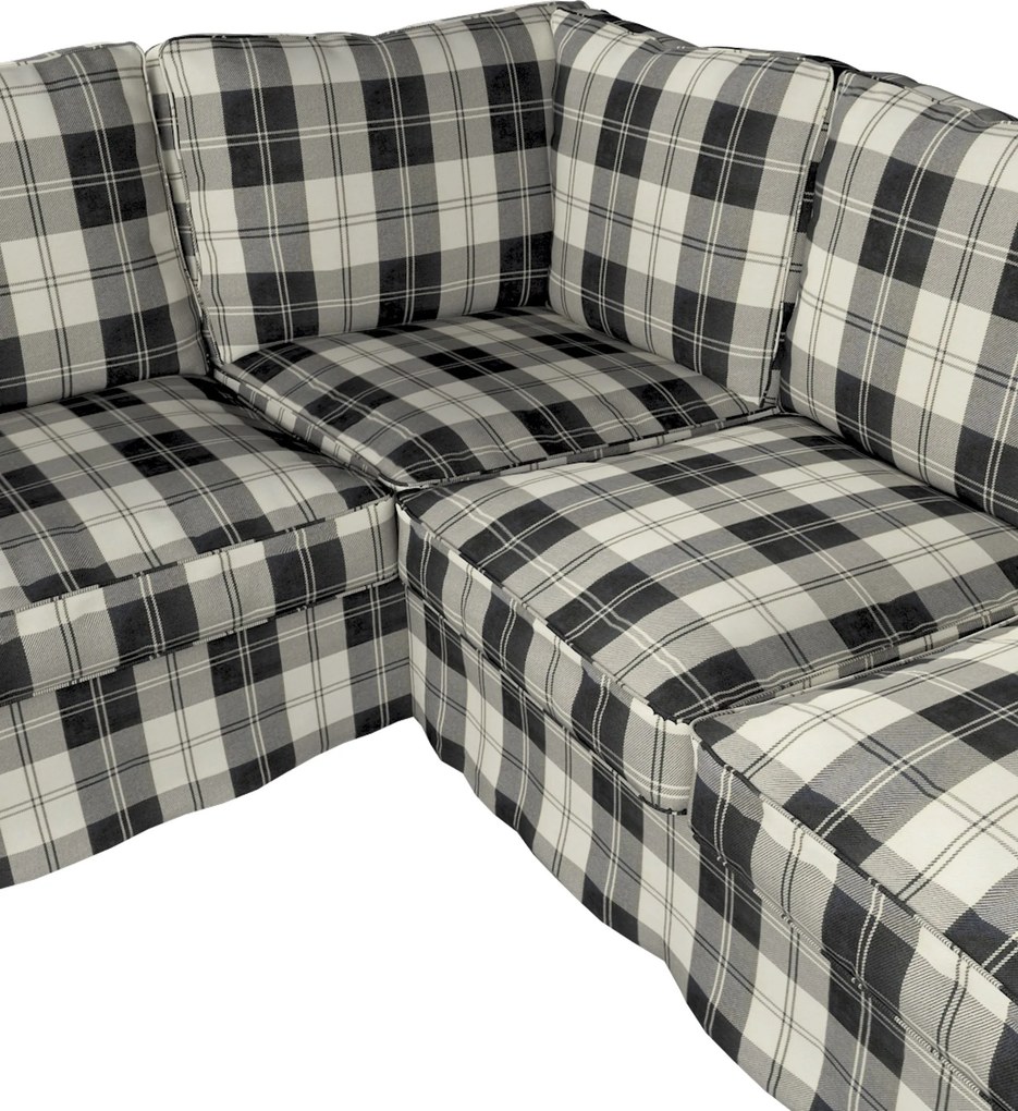Potah na pohovku IKEA  Ektorp rohová barva černá látka pletený vzor, vzorované